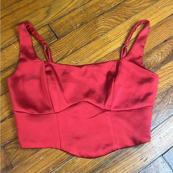 Tops | Red Silk Crop Top | Poshmark